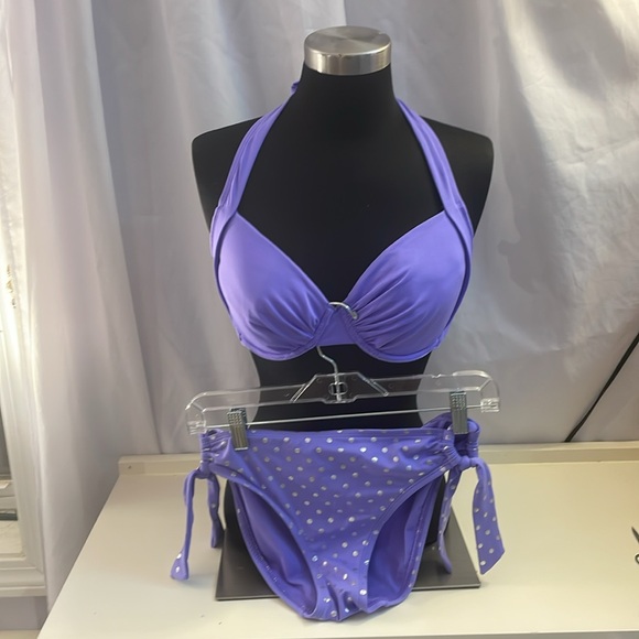 Anne Cole | Swim | Anna Cole Purple Bikini Top 34d Bottoms M Wsilver ...